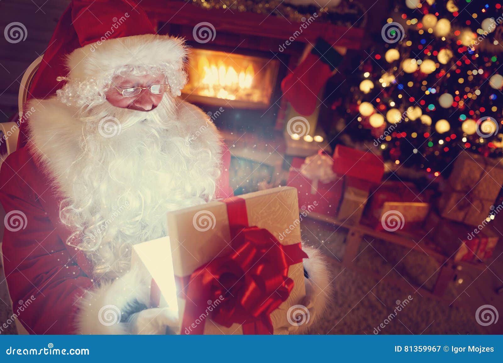 Santa Claus with Magic Gift Stock Image - Image of mystery, father ...