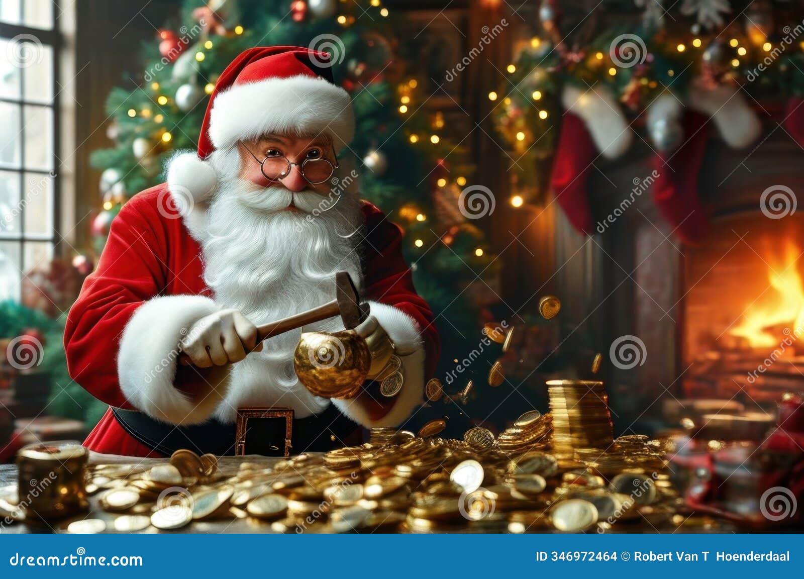 Santa Claus Making Money at 25-11-2024 Stock Illustration ...