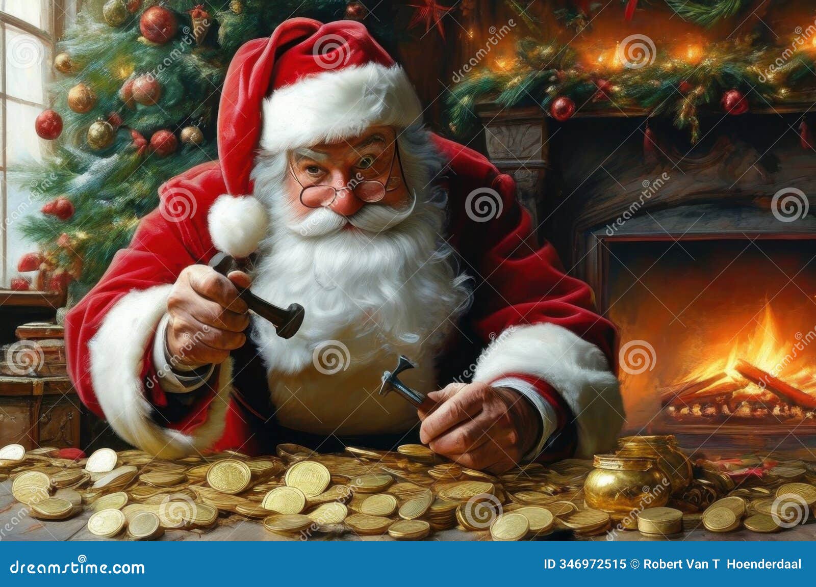 Santa Claus Making Money at 25-11-2024 Stock Illustration ...