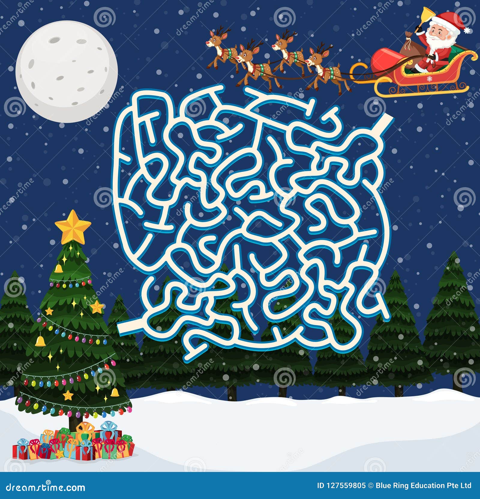 Santa Claus Maze Game Template Stock Vector - Illustration of night ... Santa Claus Maze Game Template Stock Vector - Illustration of night ...