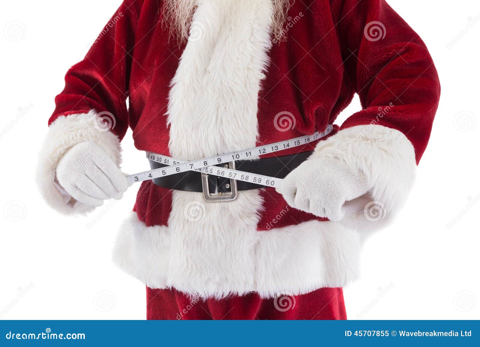 Santa Claus Measures His Belly Stock Image - Image of isolated, claus ...