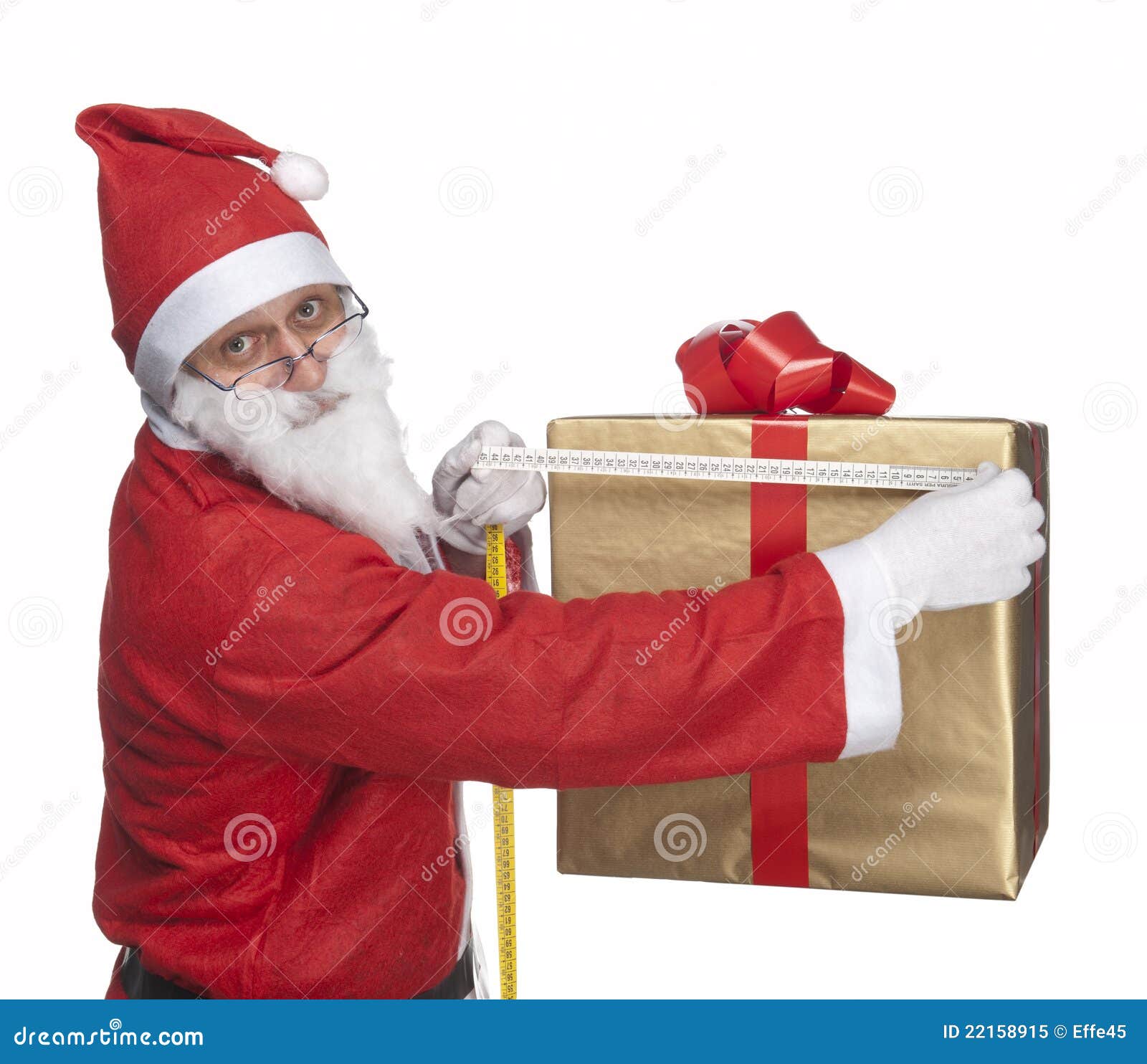 Santa Claus Measuring a Gift Box Stock Image - Image of claus, tape ...