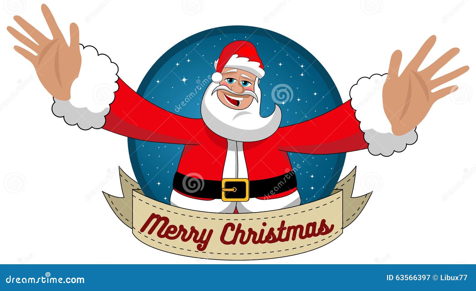 Santa Claus Merry Christmas Round Frame Ilustração do Vetor ...