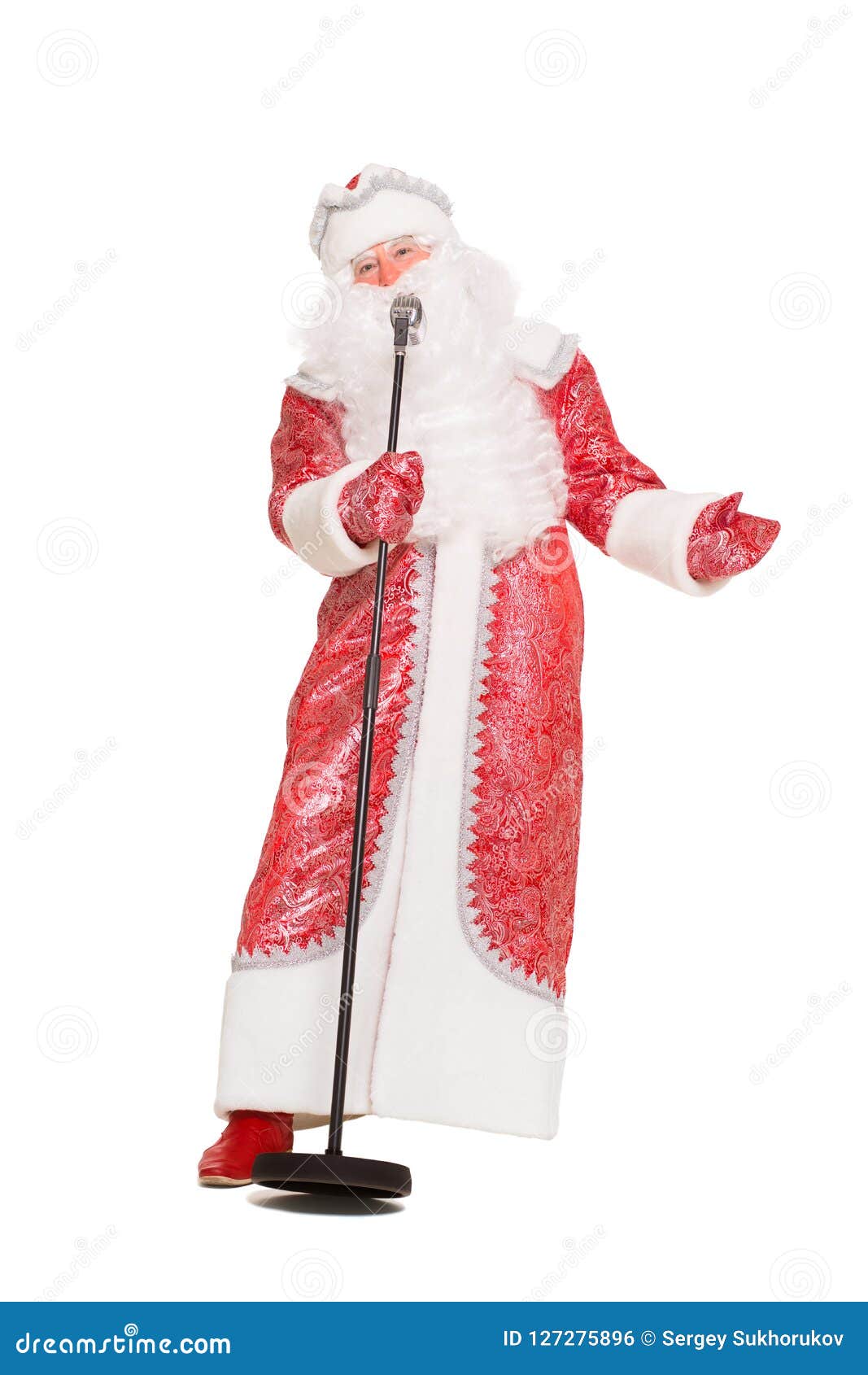 Santa Claus with a Microphone Stock Photo - Image of frost, christmas ...