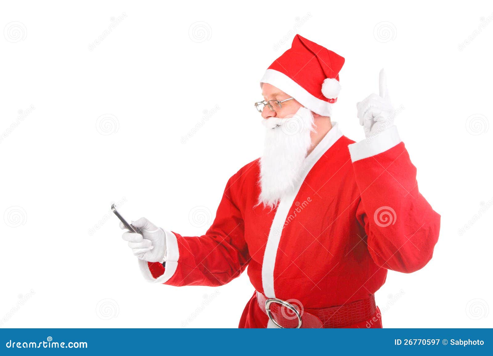Santa Claus with Mobile Phone Stock Image - Image of grandfather, call ...