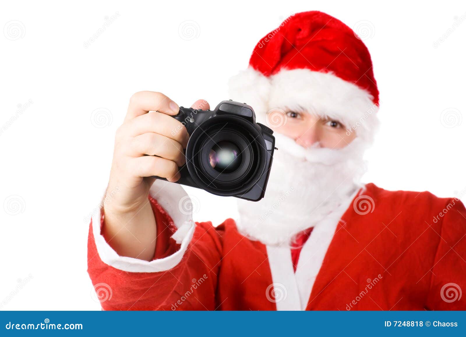 Santa Claus with Modern Digital Camera Stock Photo - Image of face ...
