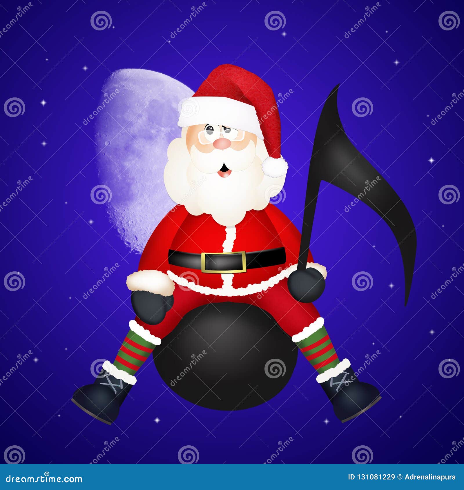 Santa Claus on Musical Note Stock Illustration - Illustration of santa ...