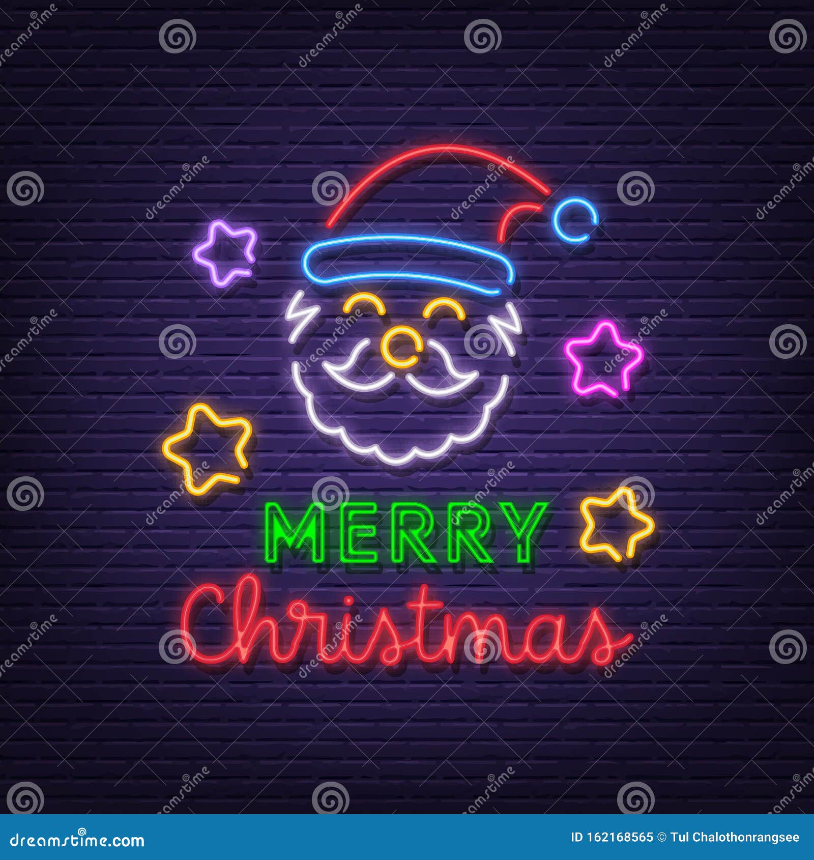 Santa claus neon signboard stock vector. Illustration of christmas ...