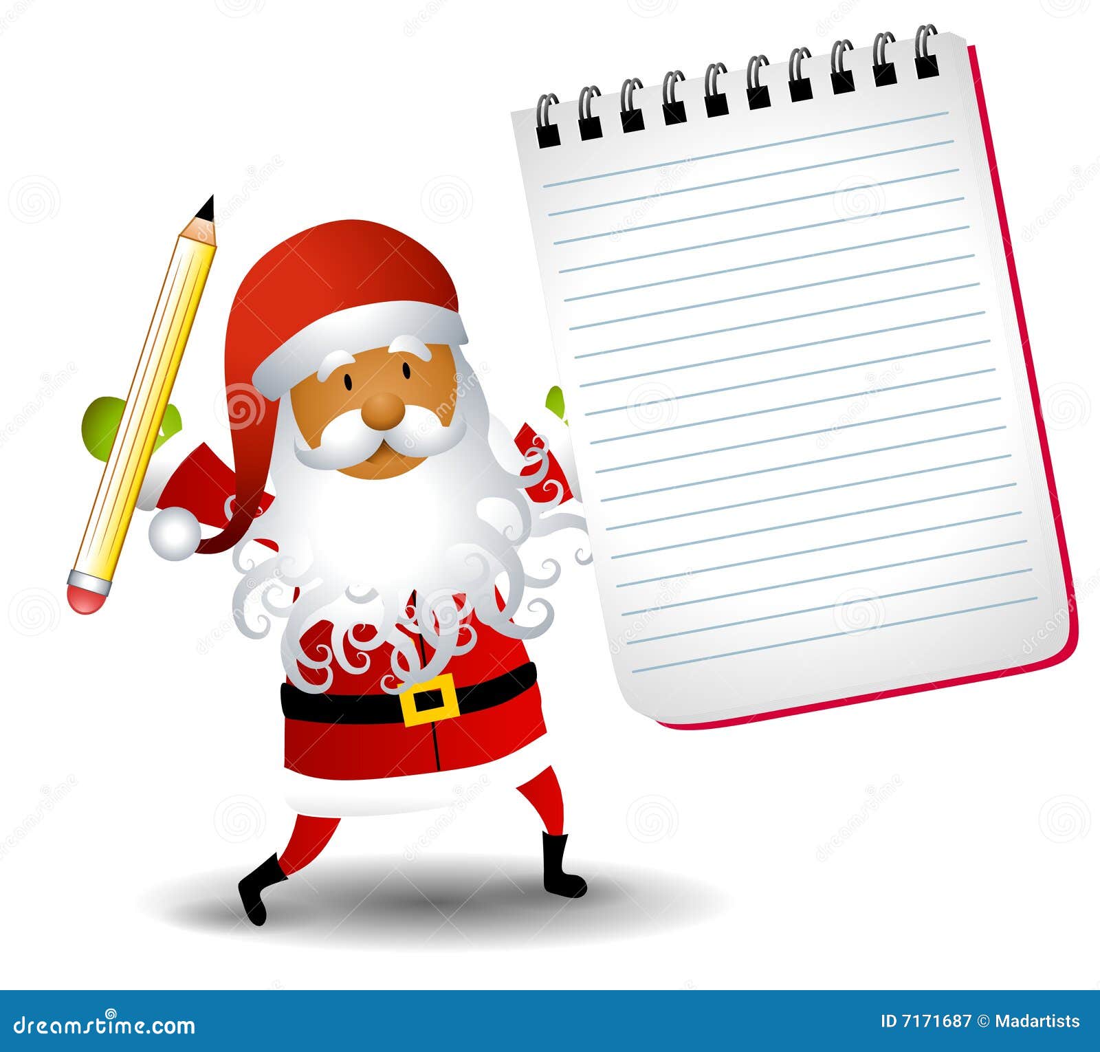 Santa Claus Notepad List stock illustration. Illustration of american ...