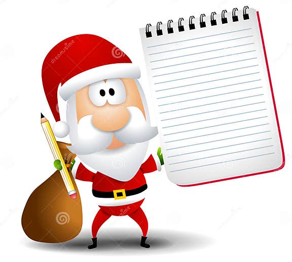Santa Claus Notepad Pencil stock illustration. Illustration of paper ...