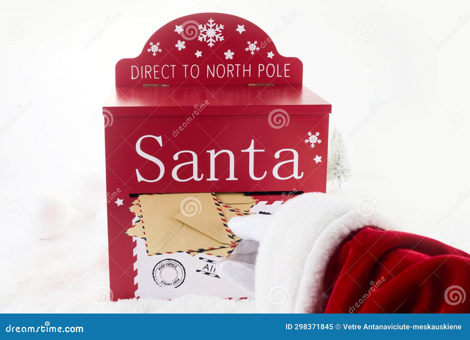 Santa Claus Opening His Mailbox Stuffed with Letters. Stock Image ...