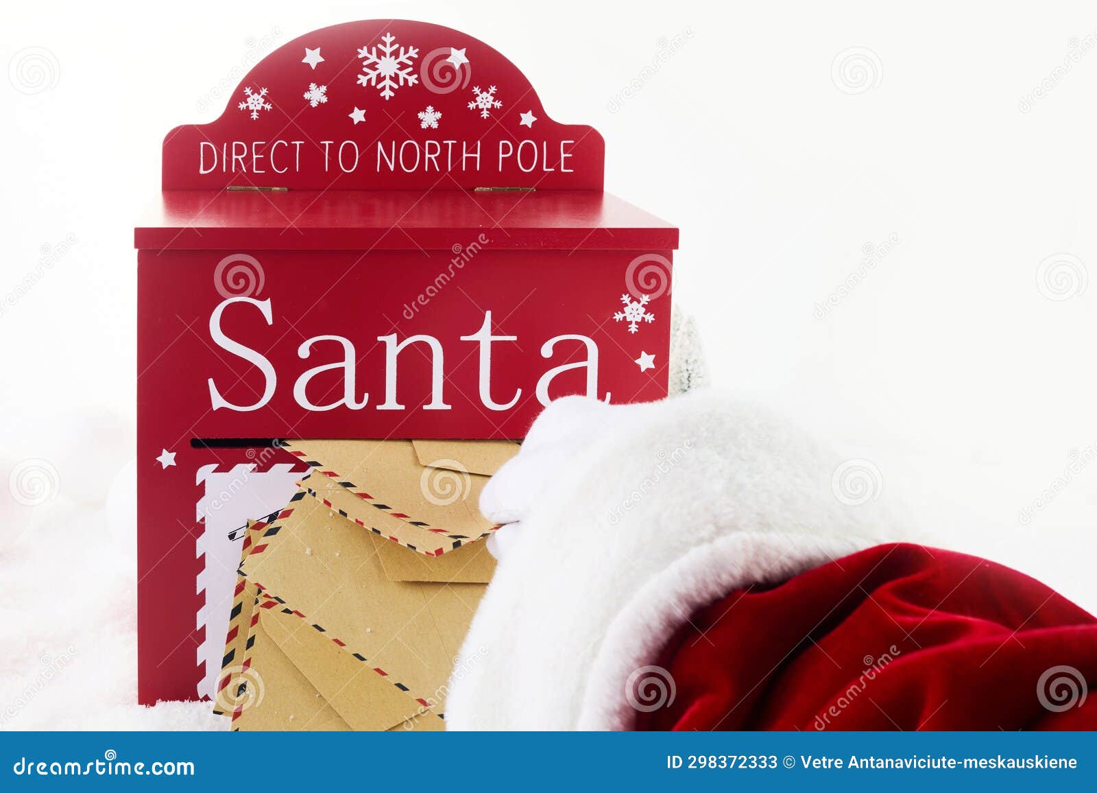 Santa Claus Opening His Mailbox Stuffed with Letters. Stock Image ...