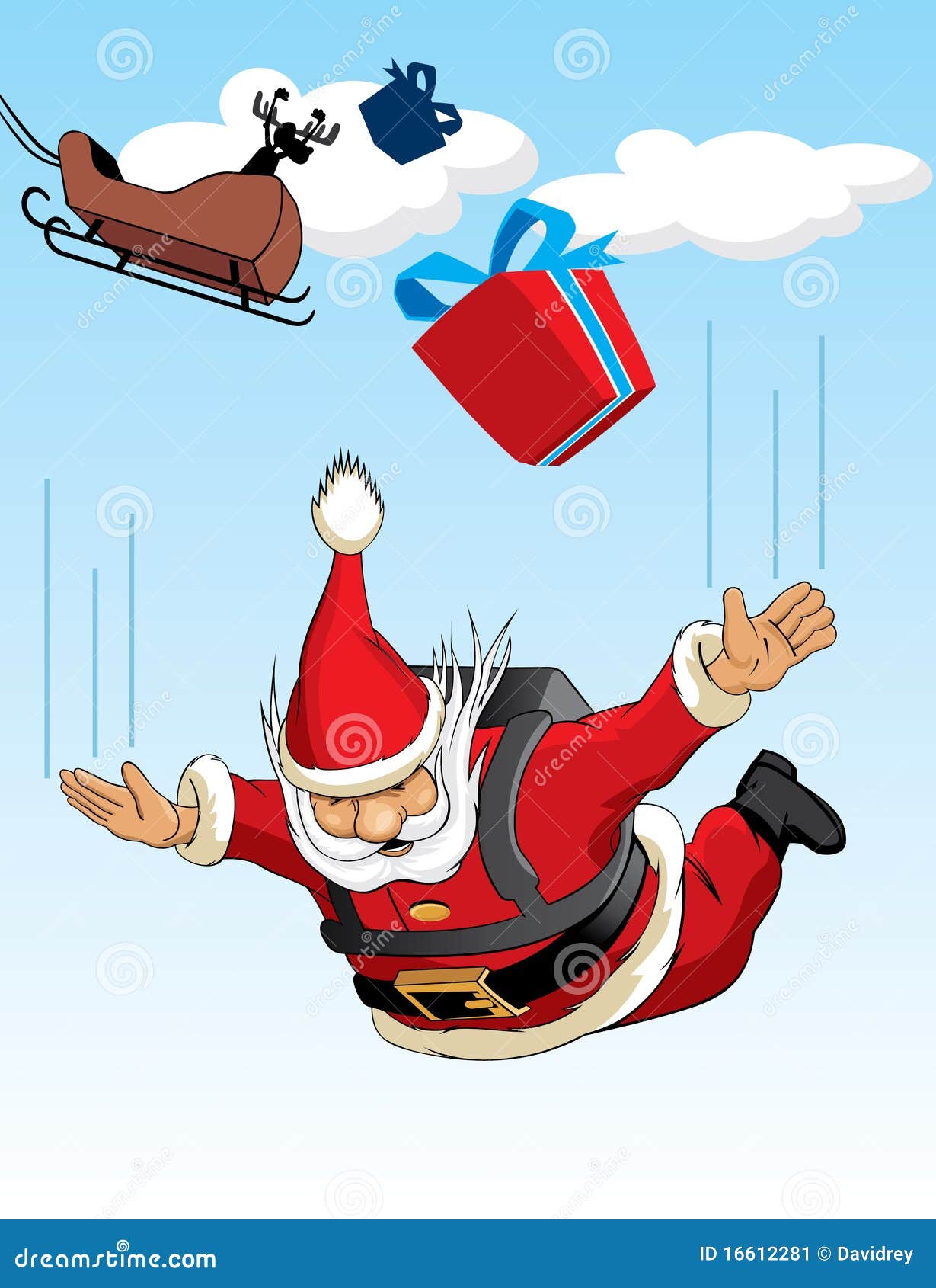 Santa Claus Parachuting stock vector. Illustration of adventure - 16612281