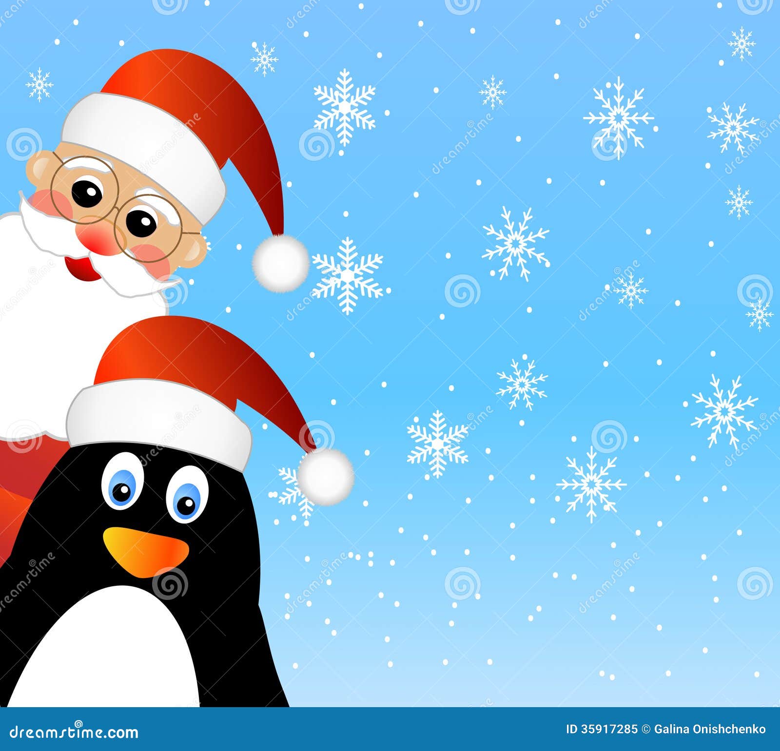 Santa claus and penguin stock illustration. Illustration of decoration ...