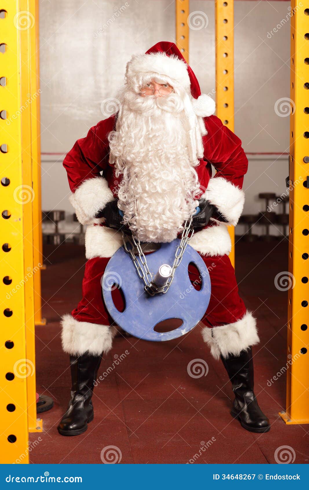 Santa Claus Physical Condition Training before Christams Time Stock ...