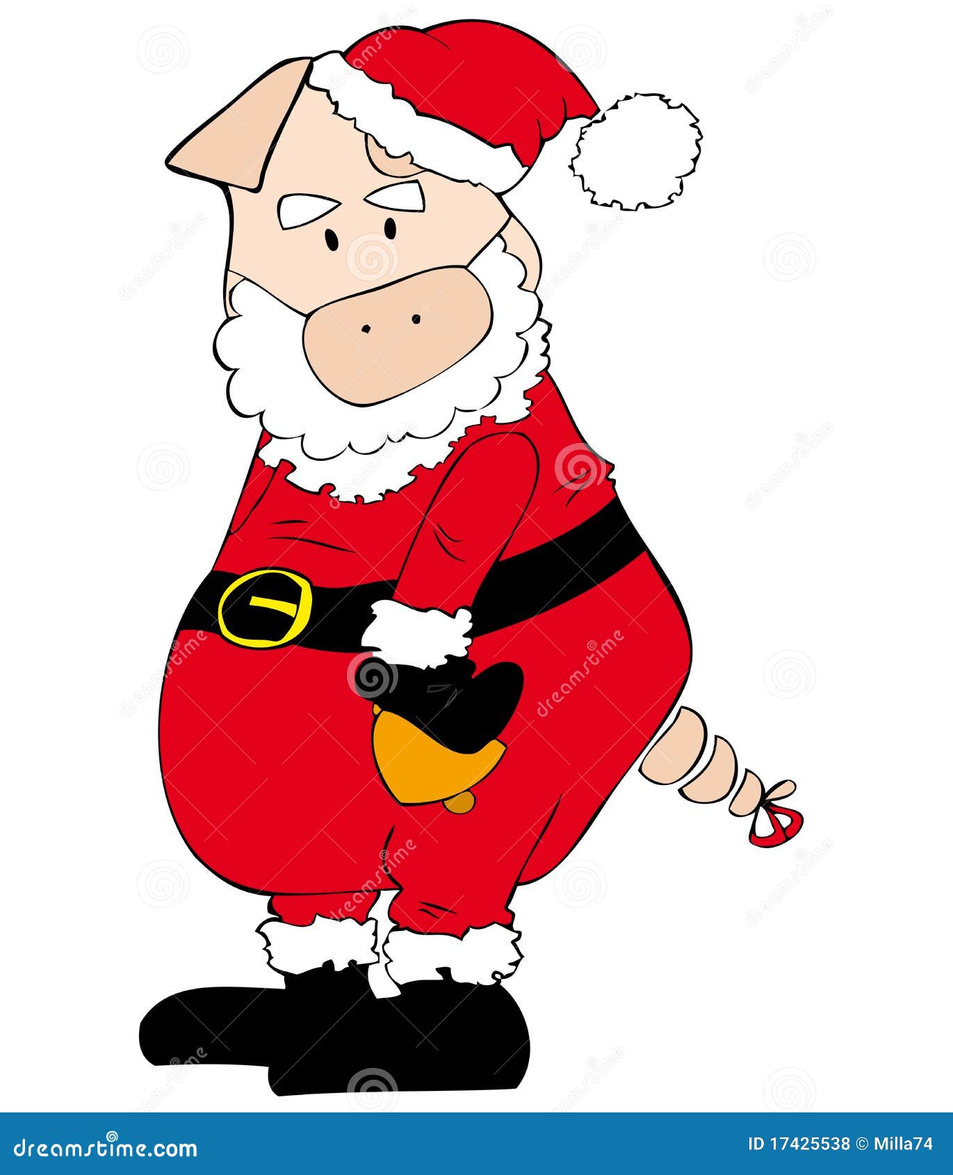 Santa Claus Pig with Bell. stock vector. Illustration of celebration ...