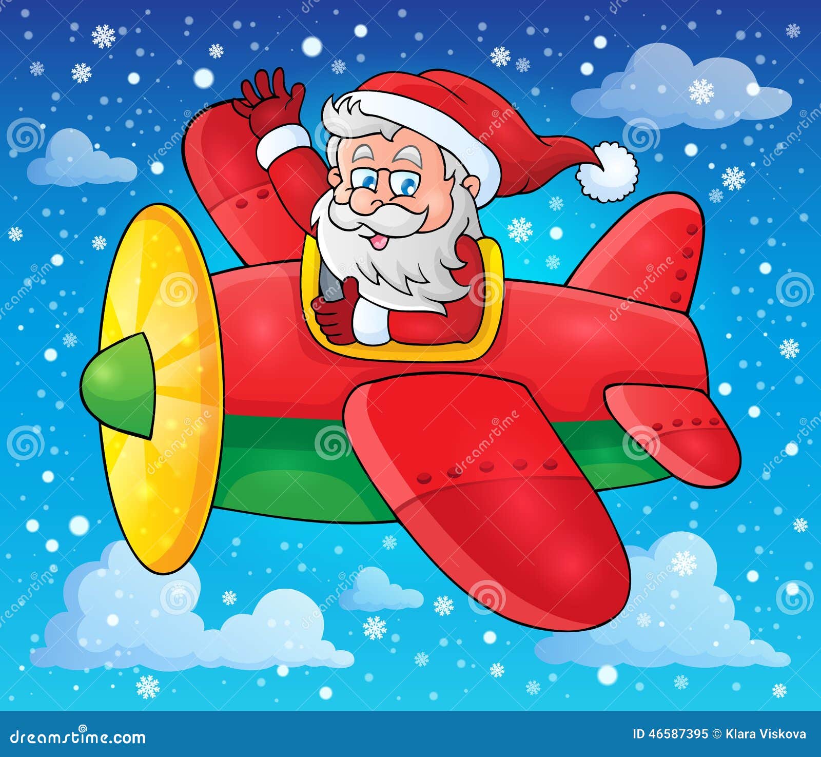 Santa Claus in Plane Theme Image 3 Stock Vector - Illustration of ...