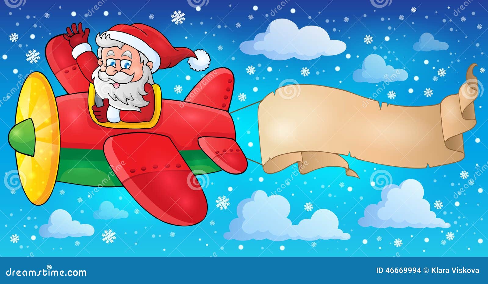Santa Claus in Plane Theme Image 5 Stock Vector - Illustration of ...
