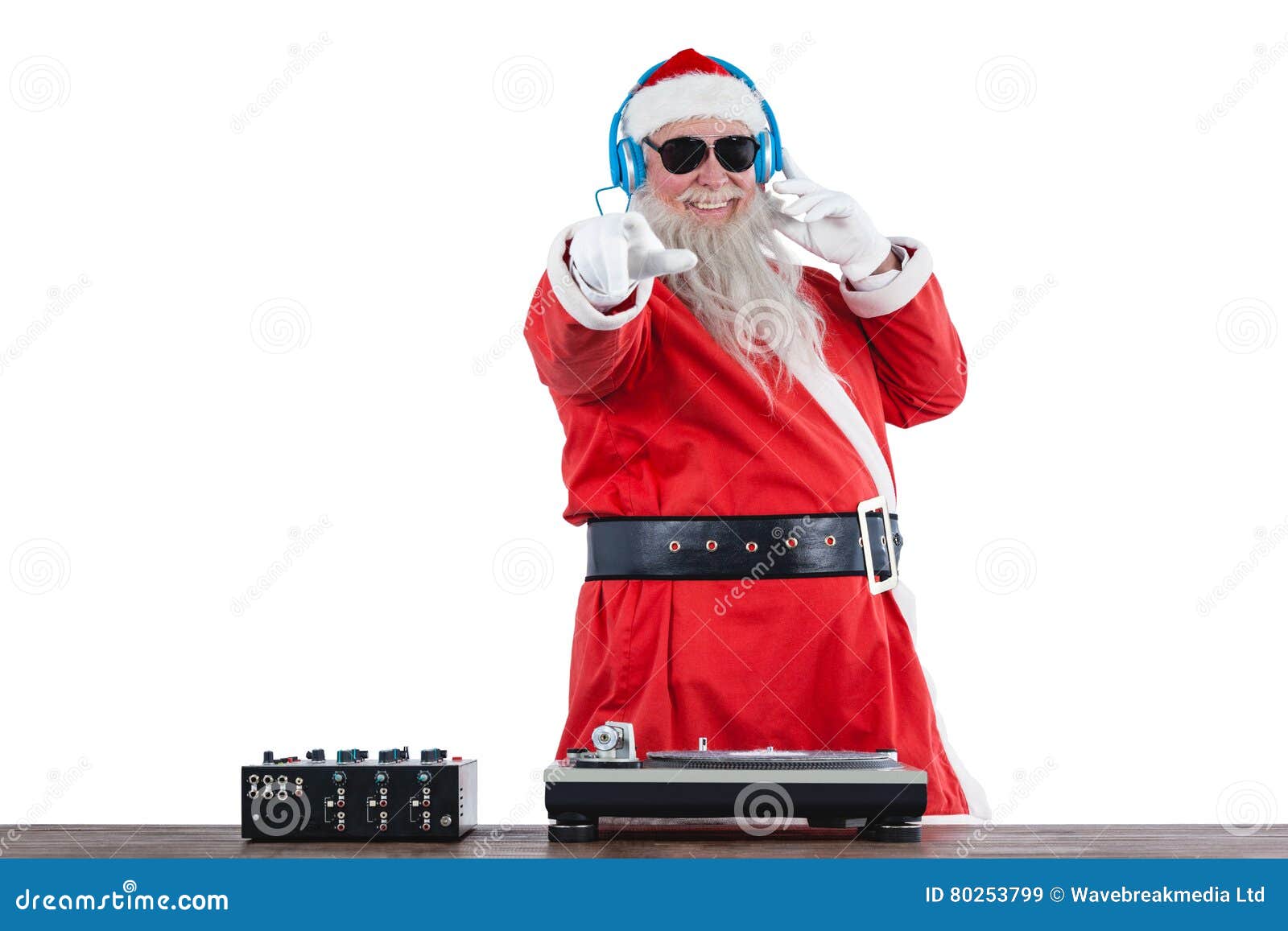 Santa claus playing a dj stock image. Image of gesturing - 80253799