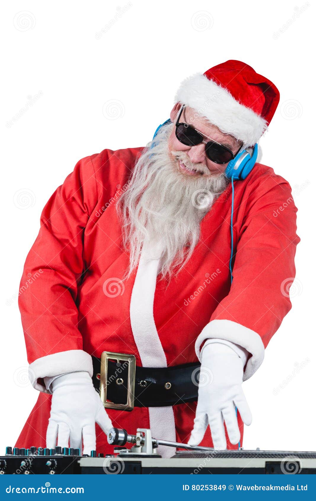 Santa claus playing a dj stock image. Image of headphones - 80253849