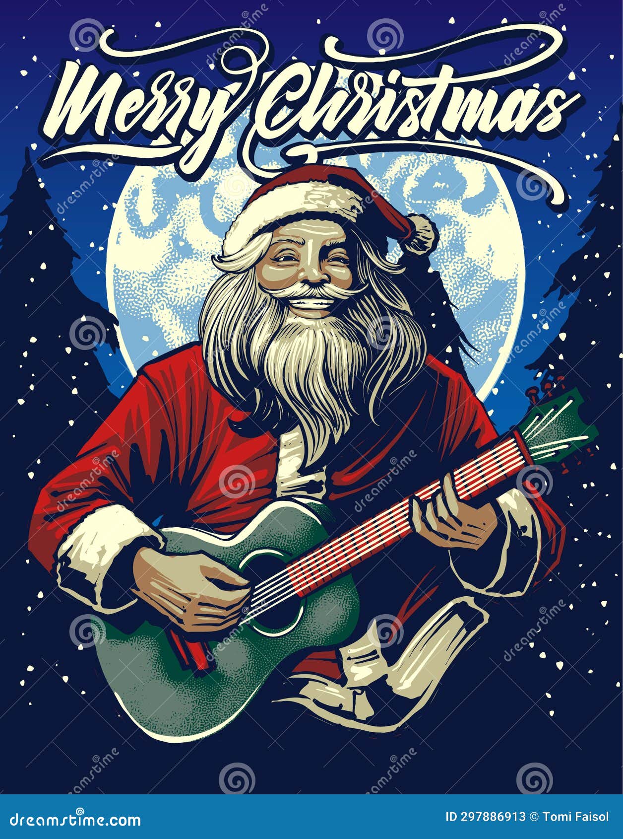 Santa Claus Playing Guitar Illustration Vector Stock Illustration ...