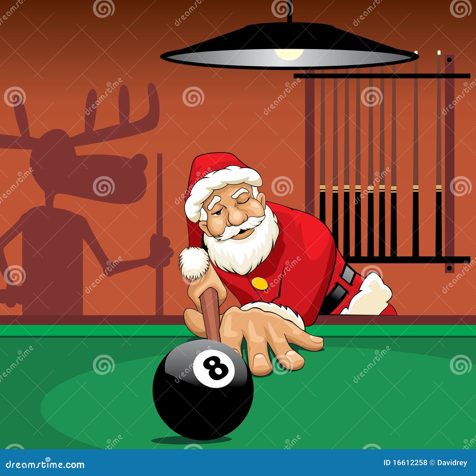 Santa Playing Billiards