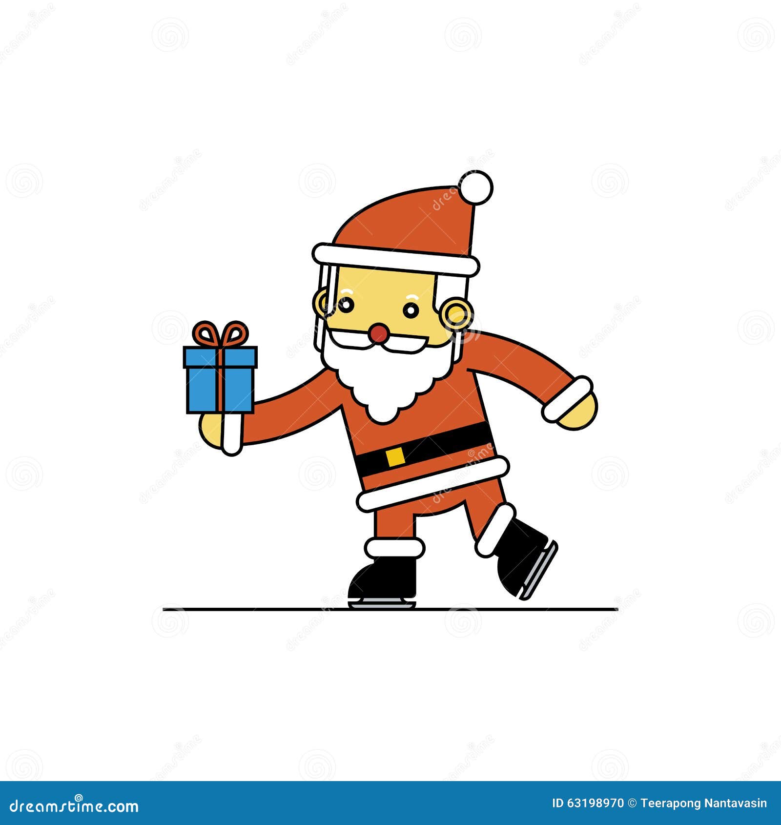 Santa Claus playing skate. stock vector. Illustration of xmas - 63198970