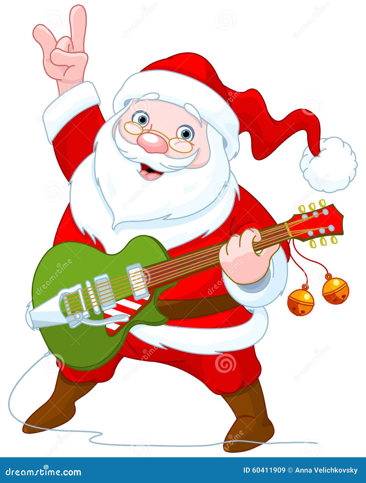 Santa Claus Plays Guitar stock vector. Illustration of card - 60411909