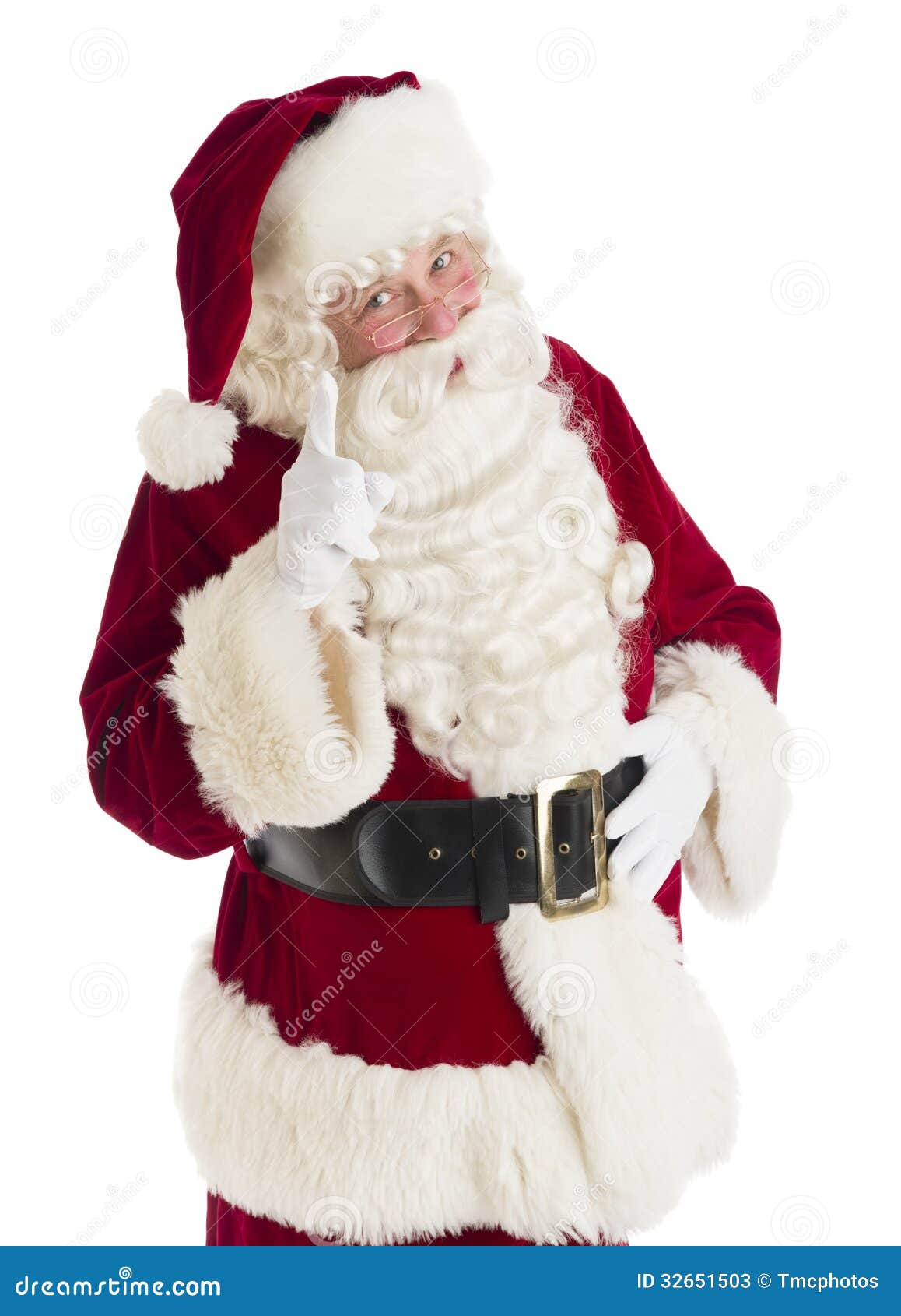 Santa Claus Pointing Against White Background Stock Afbeelding - Image ...