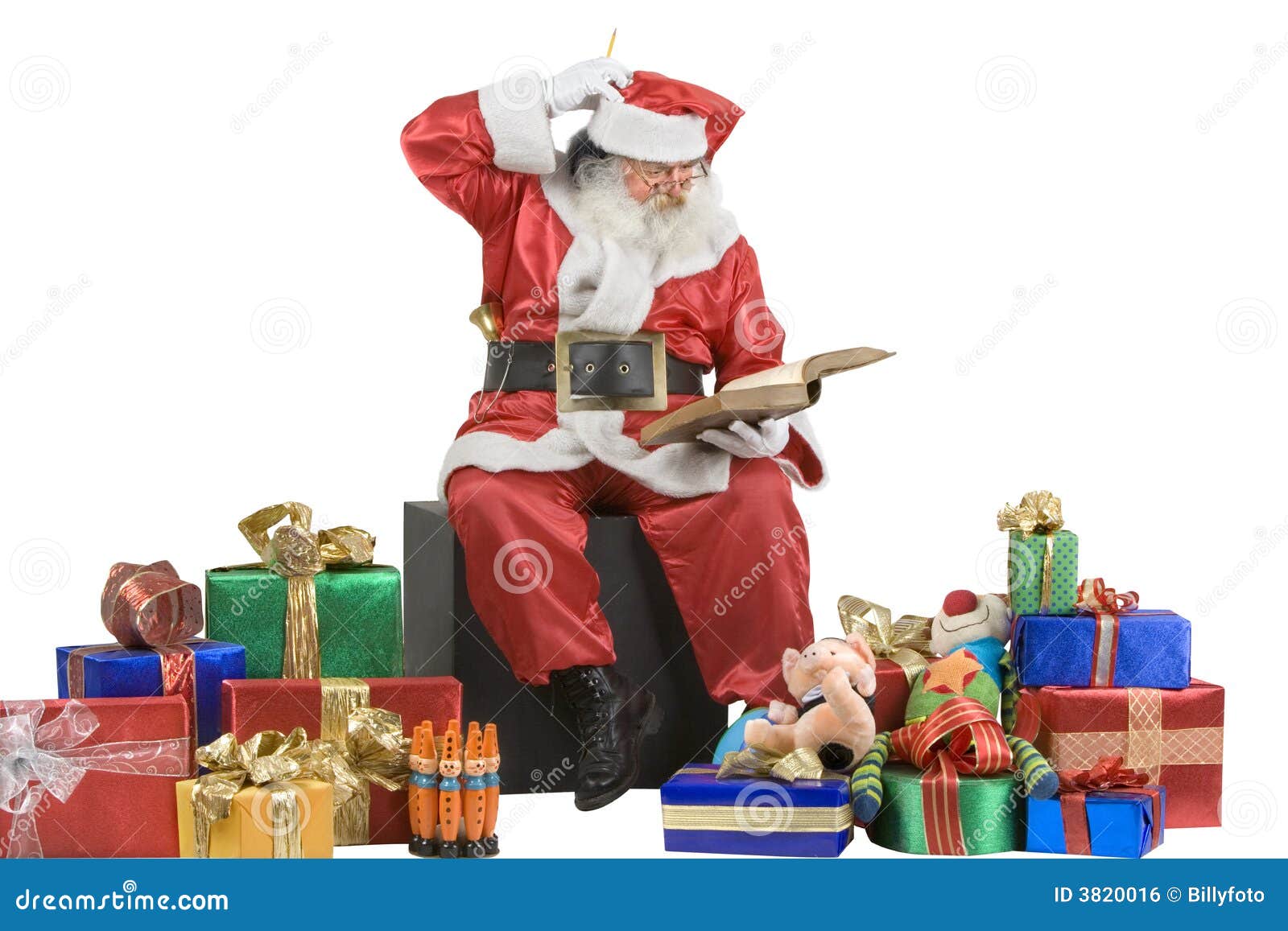 Santa Claus Portrait Checking His List Stock Photo - Image of jolly ...