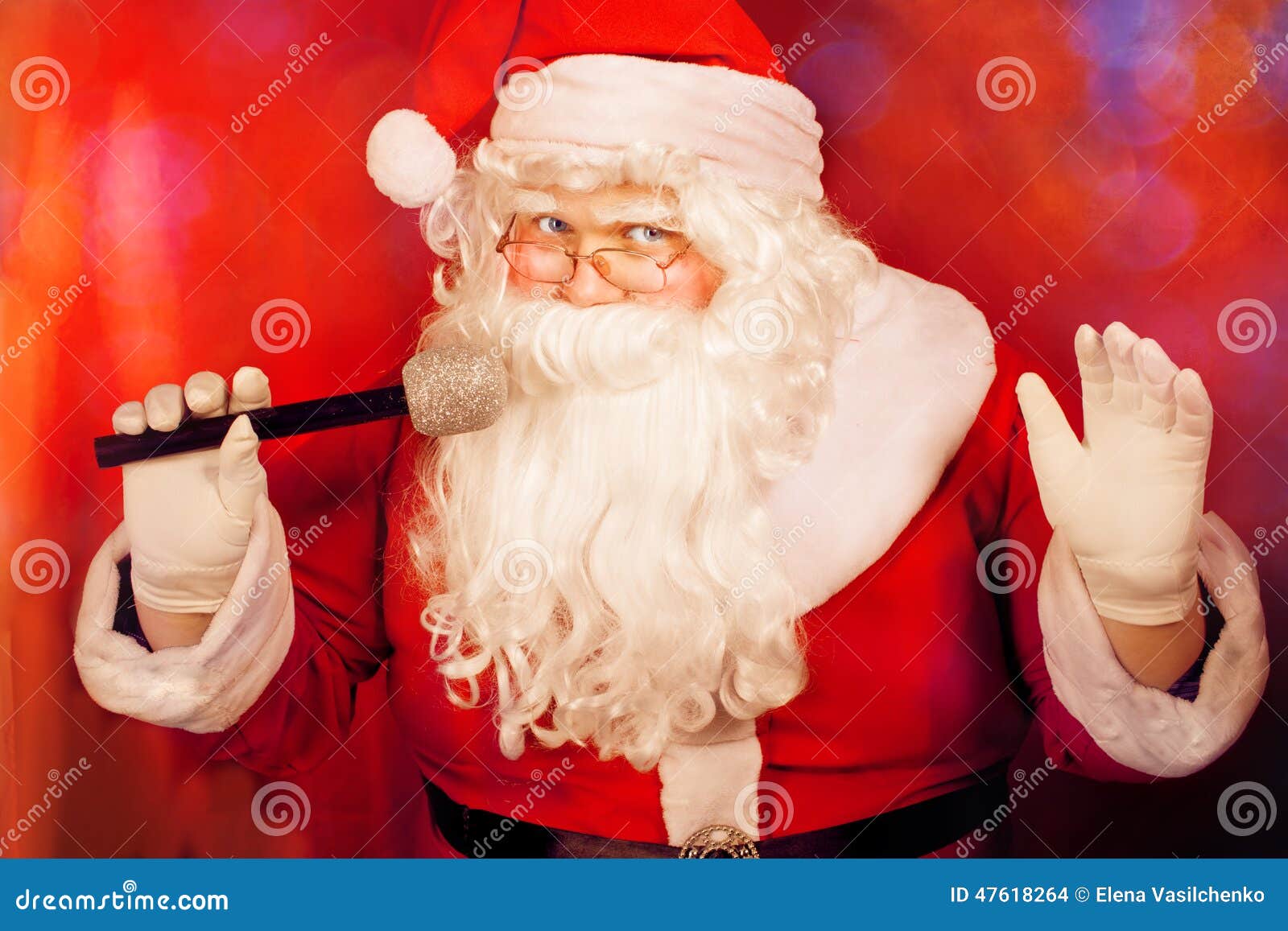 Santa Claus Posing with Microphone Stock Photo - Image of funny, beard ...