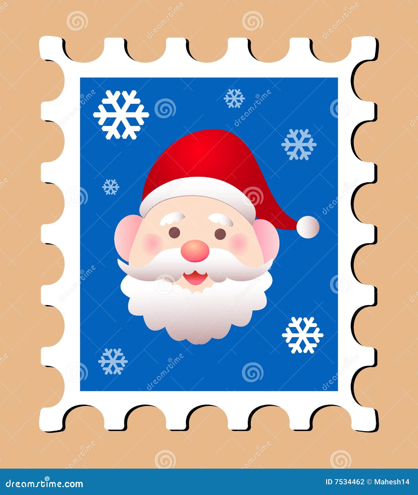 Santa Claus Postage Stamp (Vector) Stock Vector - Illustration of ...
