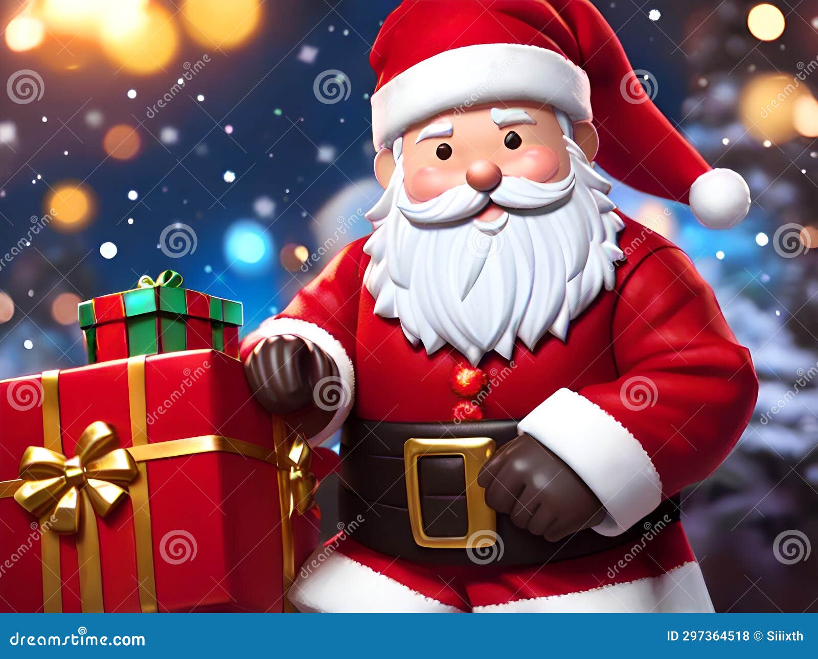 Santa Claus with Present Gift Box Stock Illustration - Illustration of ...