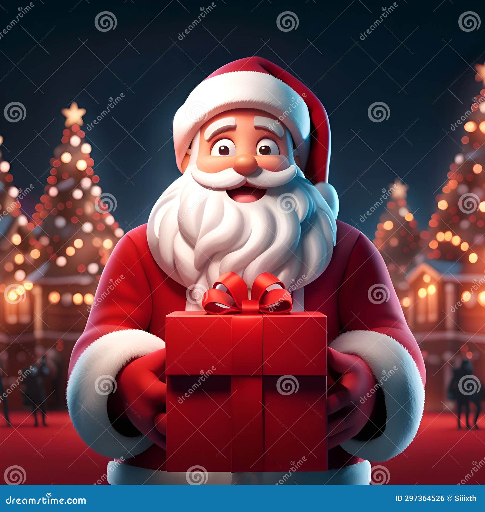 Santa Claus with Present Gift Box Stock Illustration - Illustration of ...