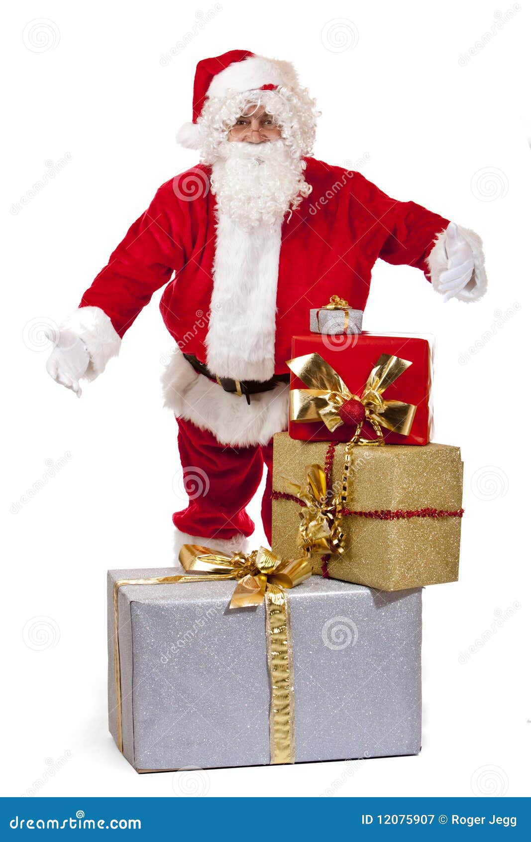Santa Claus Presents Christmas Gift Boxes Stock Image - Image of ...
