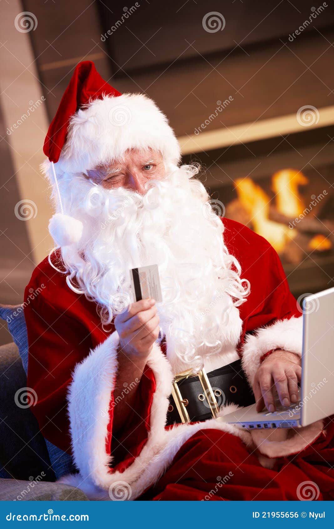 Santa Claus Purchasing on Internet Stock Photo - Image of commerce ...