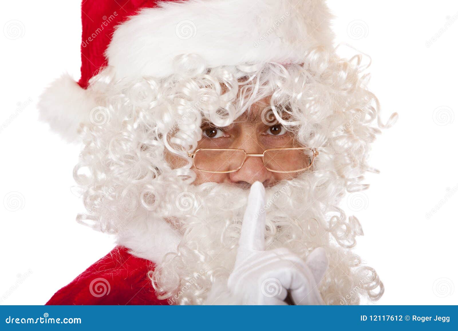 Santa Claus Puts Finger on Lips for Silence Stock Photo - Image of ...