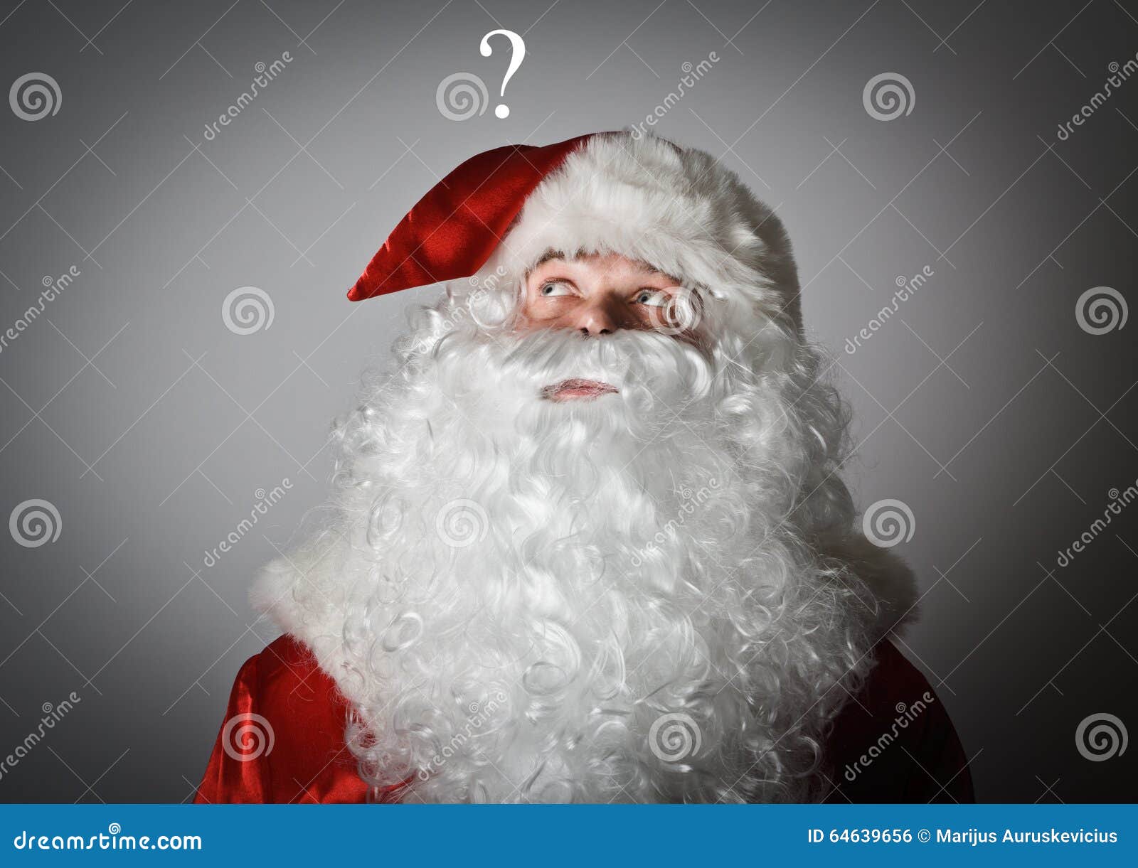 Santa Claus and Question Mark Stock Photo - Image of pack, claus: 64639656