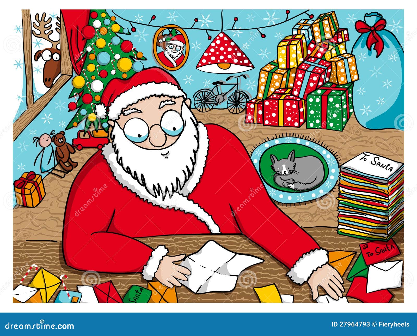 Santa Claus Reading Messages Stock Vector - Illustration of sign, love ...