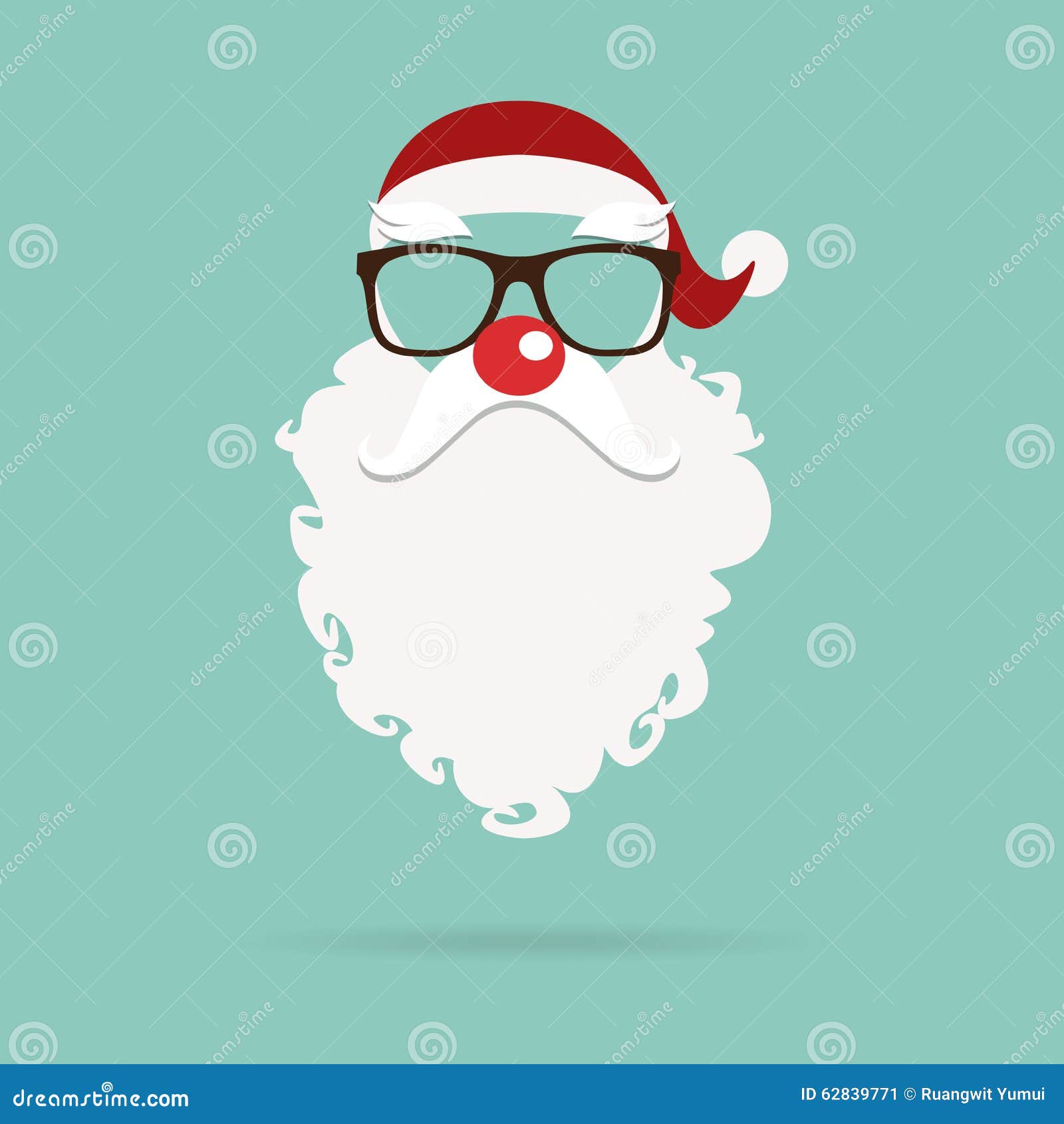 Santa Claus Red Nose Mask in Flat Design. Vector . Stock Vector ...