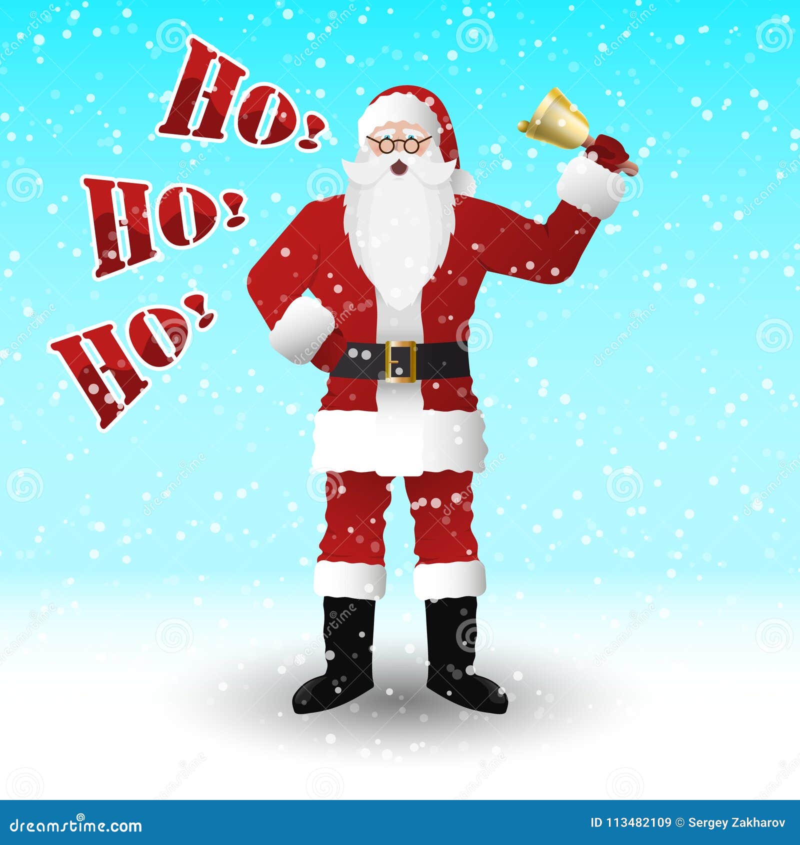 Santa Claus in a Red Suit with a Bell. Shouts Ho Ho Ho Stock Vector ... Santa Claus in a Red Suit with a Bell. Shouts Ho Ho Ho Stock Vector ...