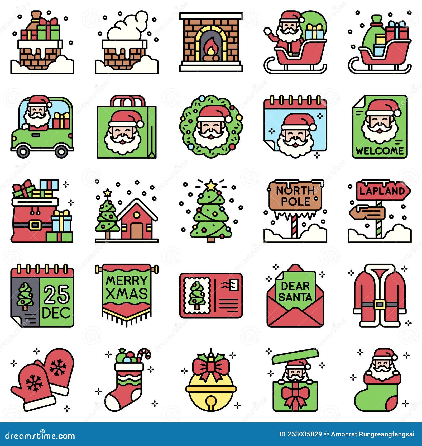 Santa Claus Related Vector Icon Set 2 Stock Illustration - Illustration ...