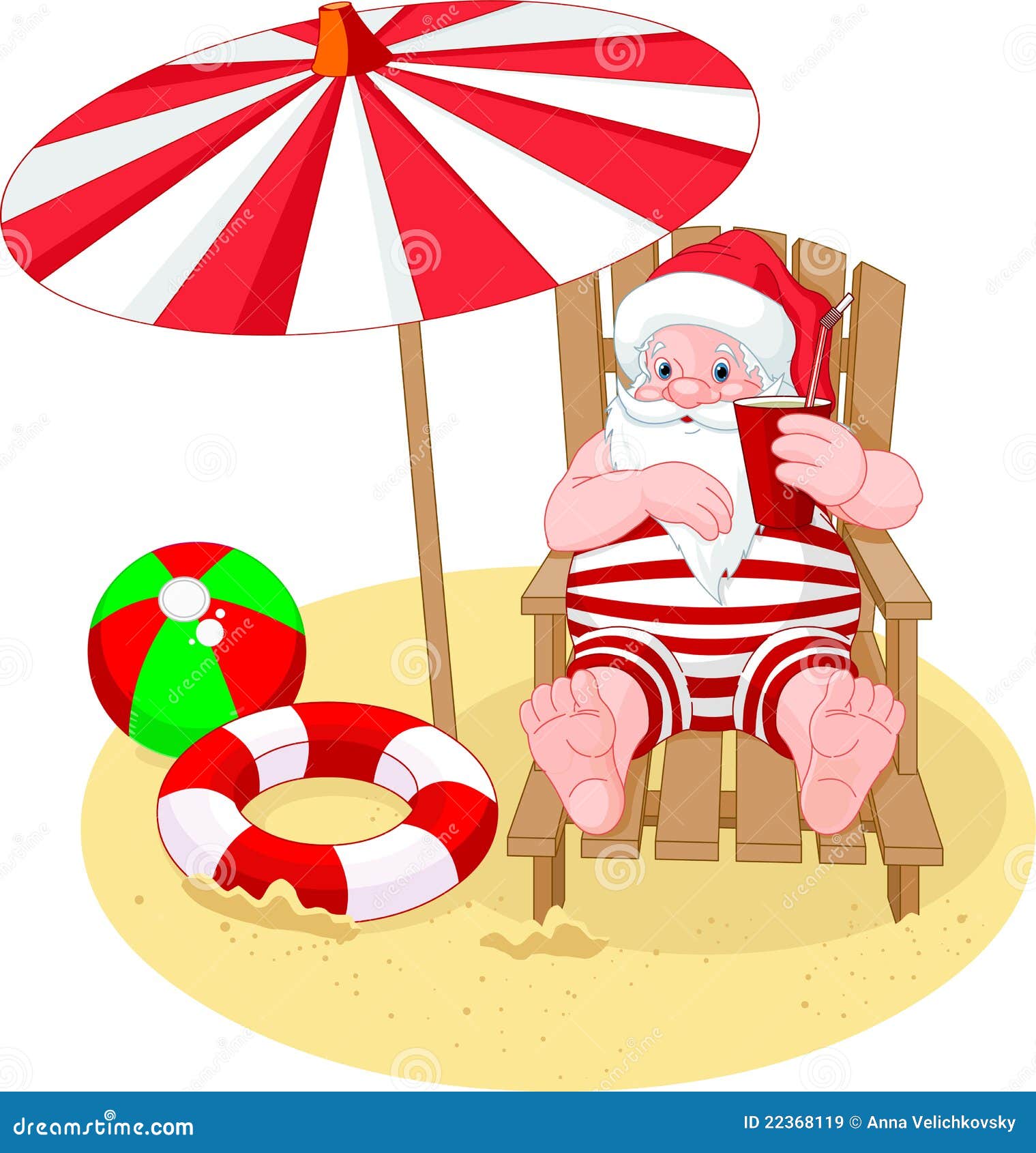 Santa Claus Relaxing On The Beach Royalty Free Stock Images - Image ...