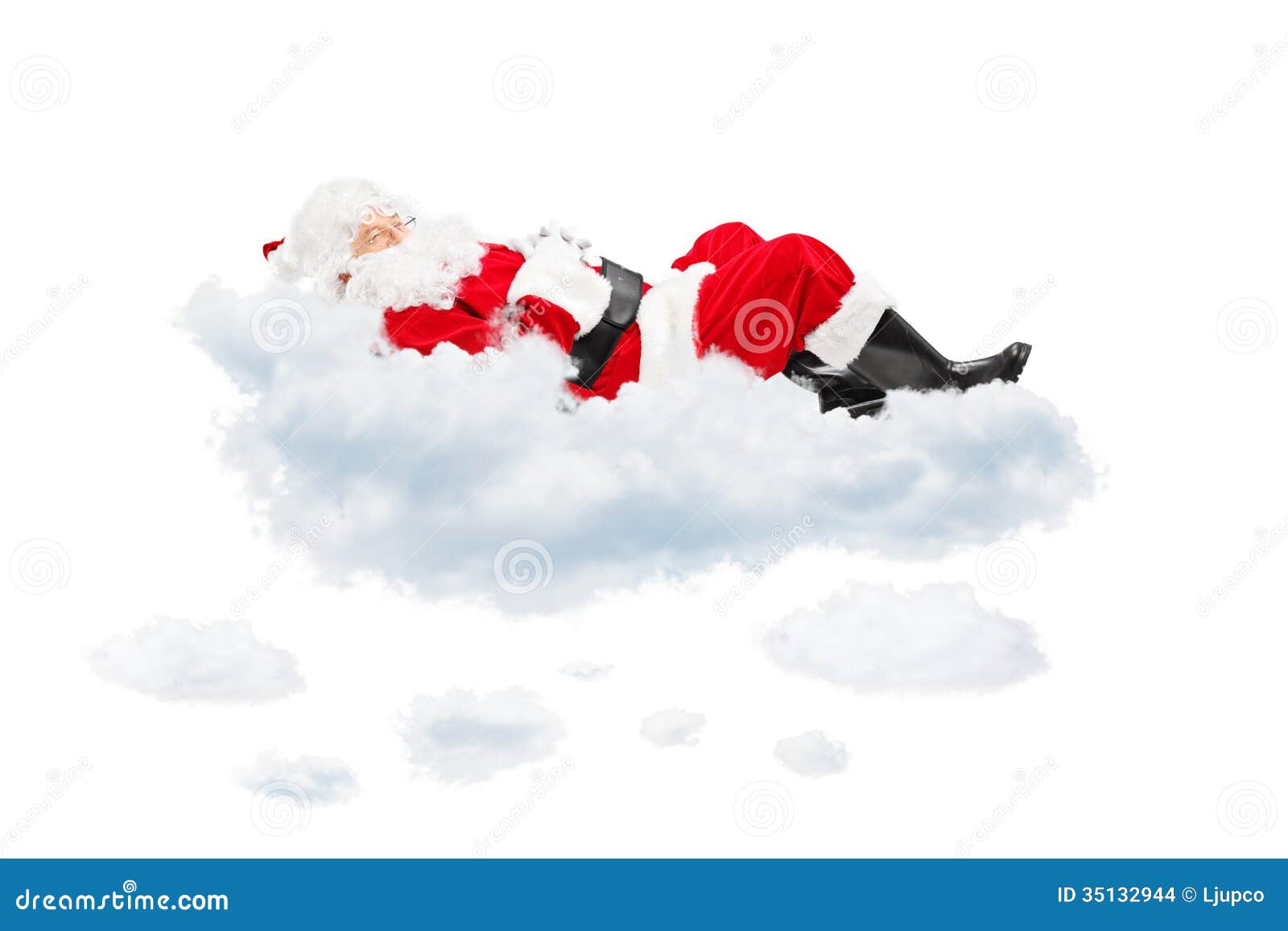 Santa Claus Resting while Lying on Cloud Stock Photo - Image of ...