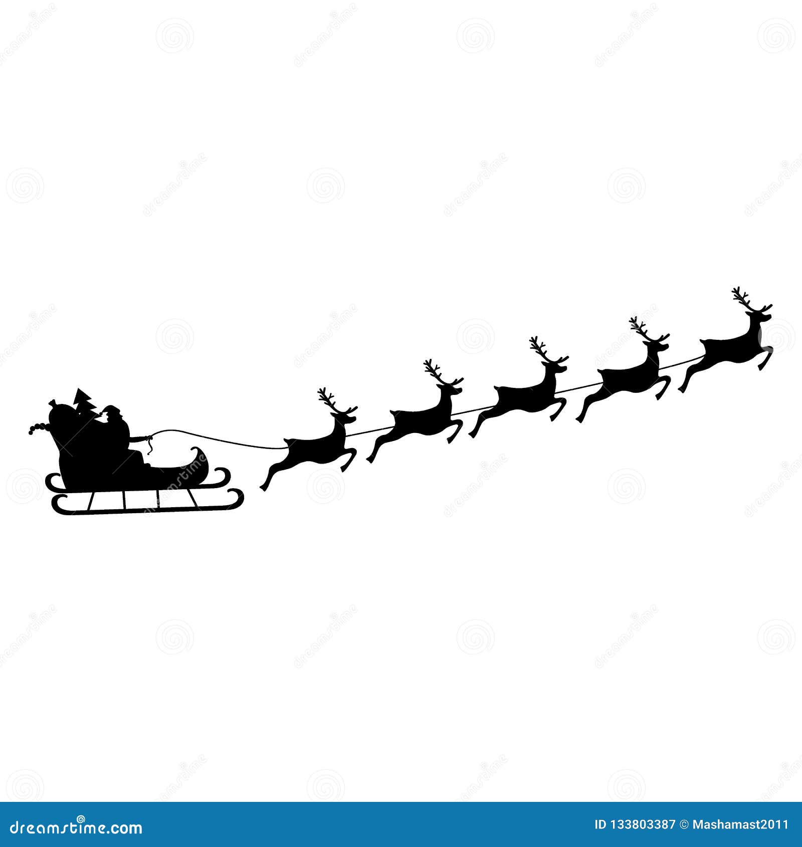 Santa Claus Rides in Harness on the Reindeer Stock Vector ...