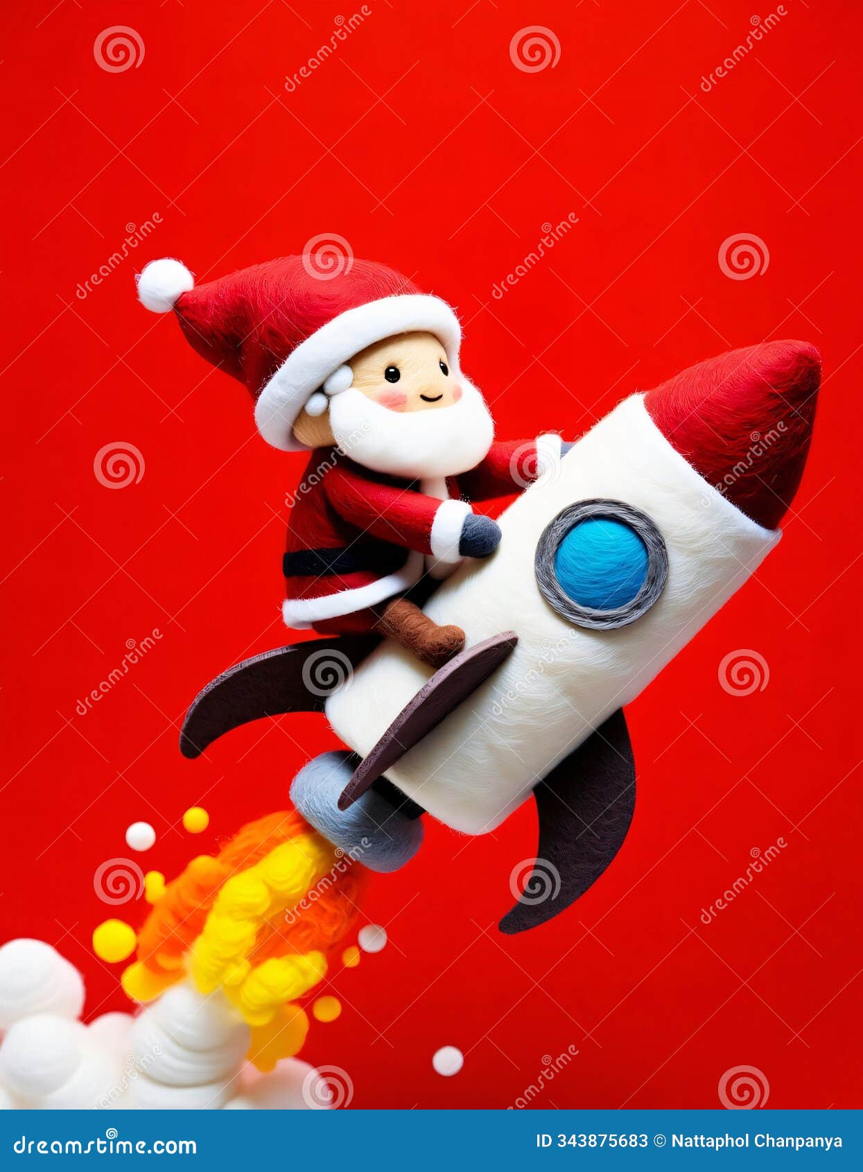 Santa Claus Wearing a Red Costume is Riding a Rocket.Generative Ai ...
