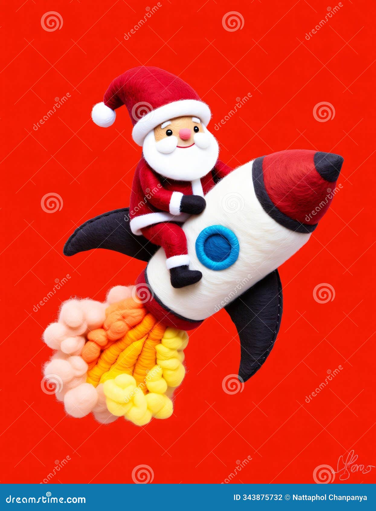 Santa Claus Wearing a Red Costume is Riding a Rocket.Generative Ai ...