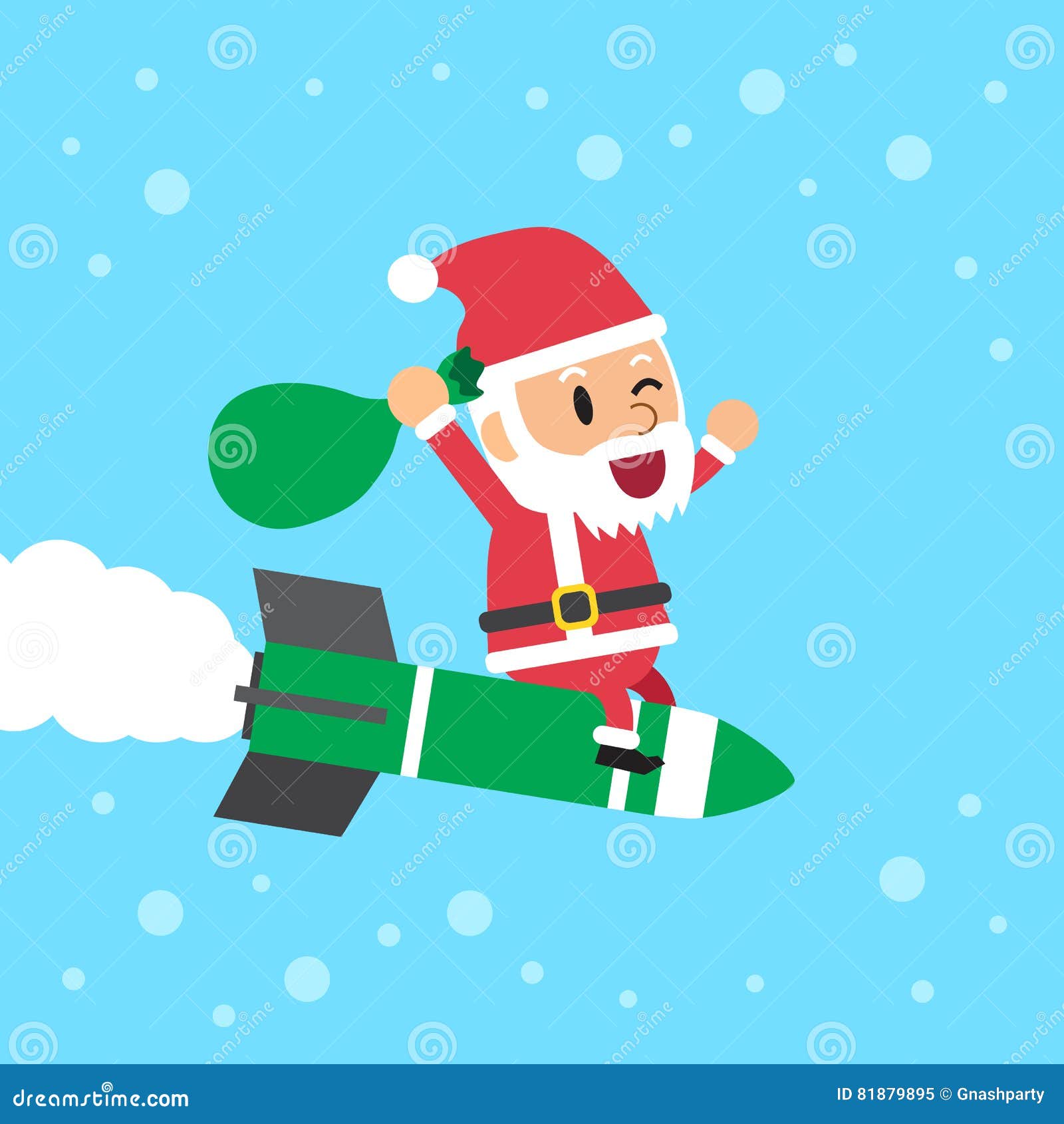 Santa claus riding rocket stock vector. Illustration of modern - 81879895