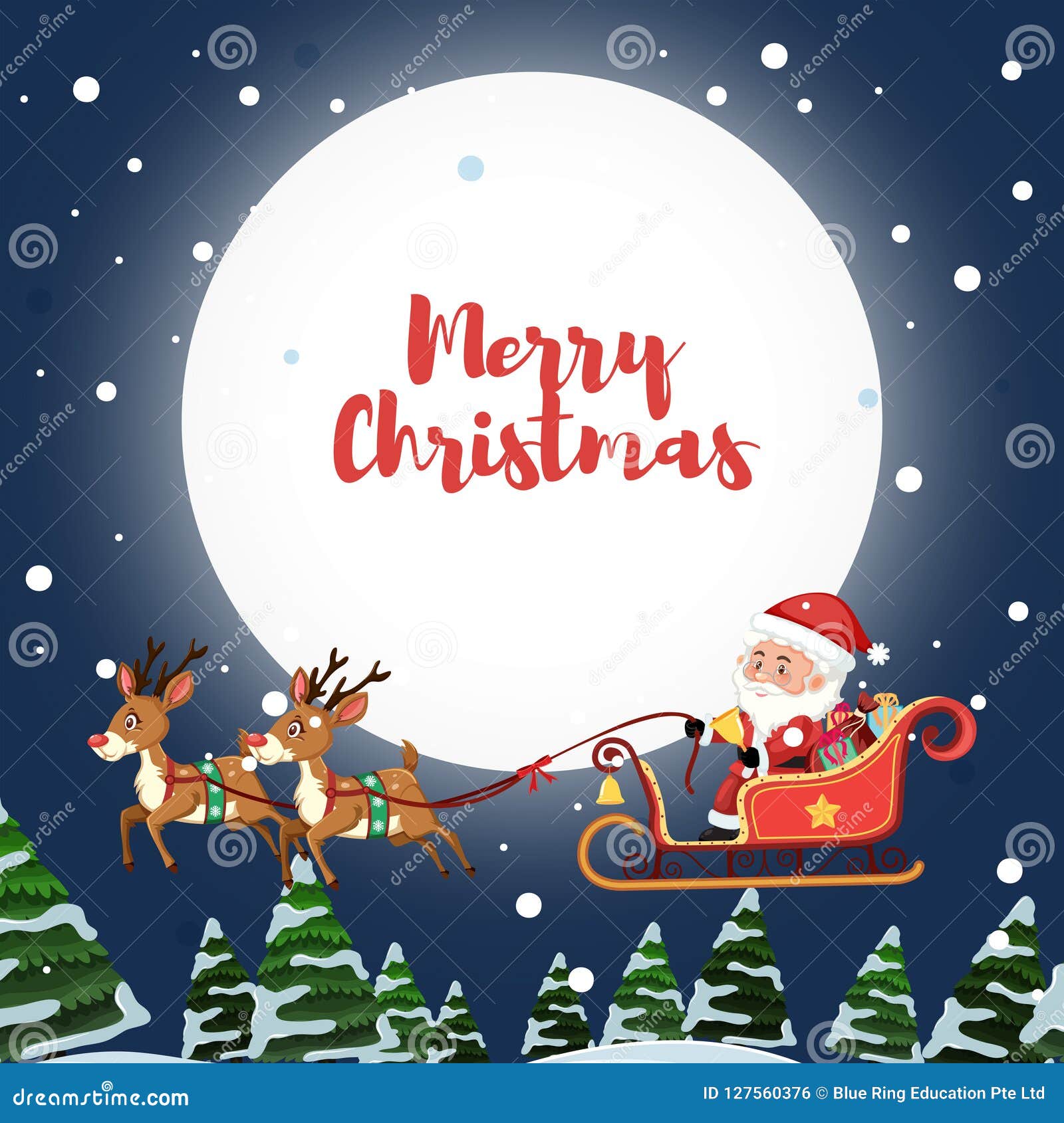 Santa Claus Riding Sleigh on Sky Stock Vector - Illustration of gift ...