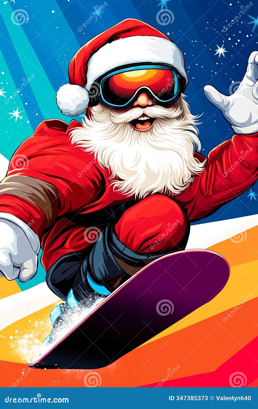 A Santa Claus is Riding a Snowboard on a Snowy Surface Stock ...